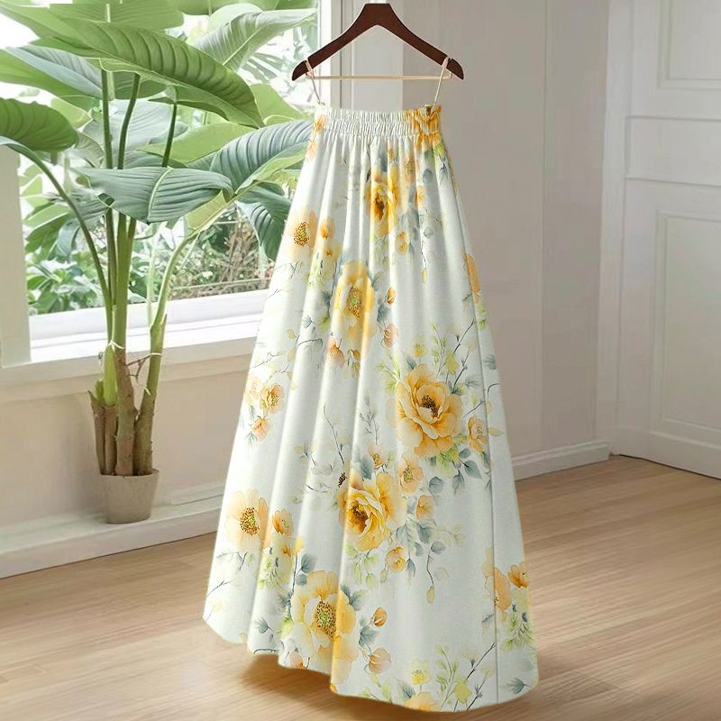 Skirt Women745156122381Summer New Style Printed Slimmer Look Drapey ...