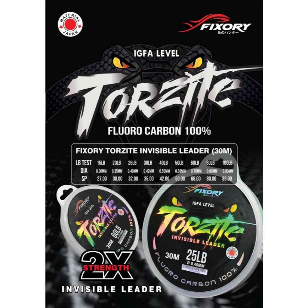 FIXORY TORZITE GHOST 100% Fluoro carbon Leader Line 30m 10lb, 15lb ...