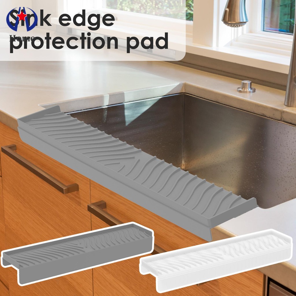 Sink Edge Protector Silicone Sink Splash Guards Cuttable Kitchen Sink ...