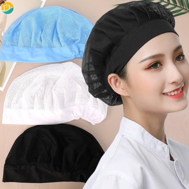 Simple Versatile Dustproof Chef Kitchen Cooking Work Cap Women Men Elastic Mesh Breathable ...