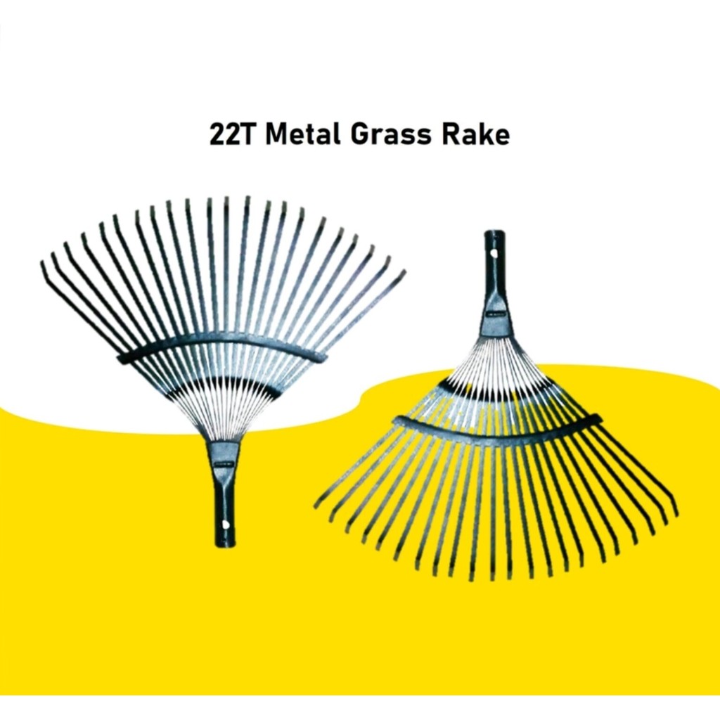 22 TEETH HEAVY DUTY METAL GRASS RAKE CRAWLER GARDENING / Penyakar besi ...