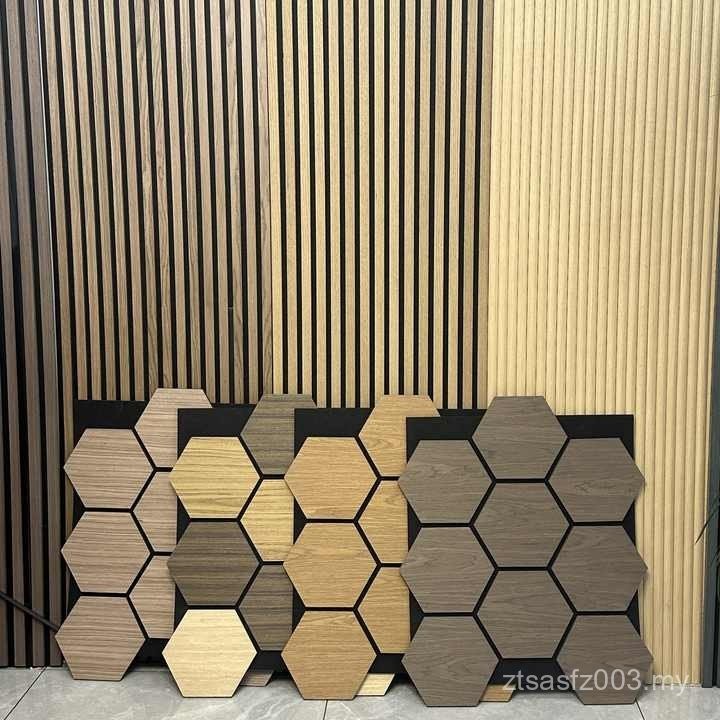 Panel akustik heksagon Akupanel Panel akustik venir kayu Panel akustik ...