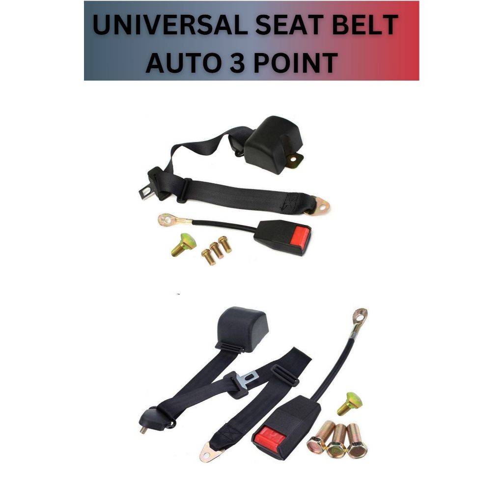 UNIVERSAL CAR SEAT BELT ADJUSTABLE RECTRACTABLE SAFETY BELT 3 POINT ...