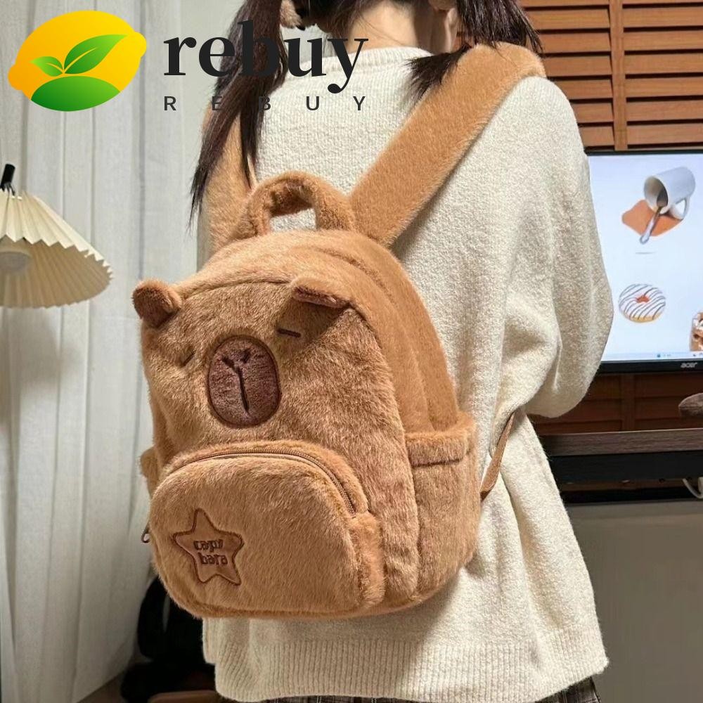 REBUY Capybara Plush Backpack, Plush Capybara Big Capacity Capybara ...
