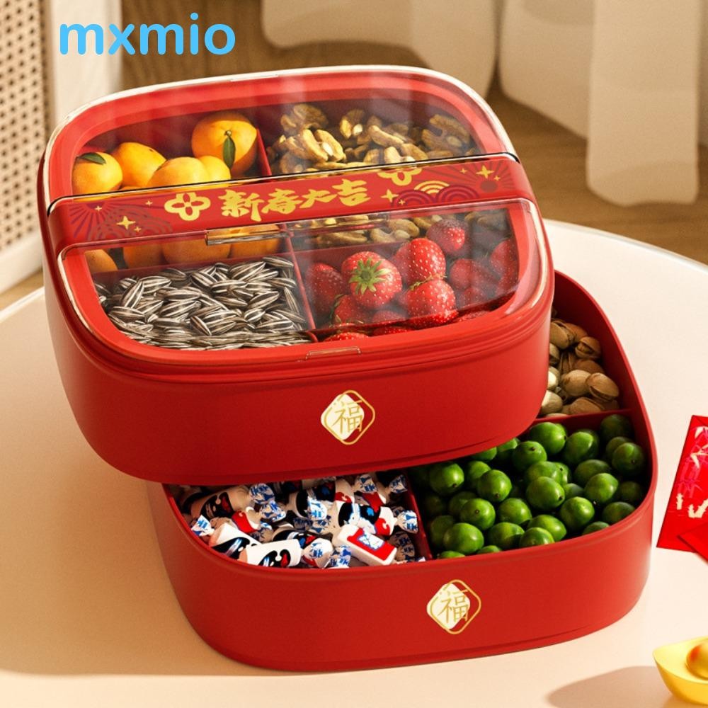 MXMIO Chinese New Year Candy Fruit Tray, 4 Compartments Flip Cover ...