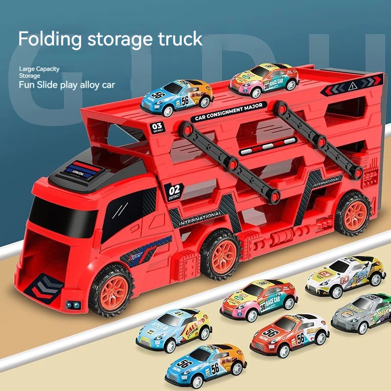 Truck Toys Portable Storage Box Alloy Car Model Set Boy Car Toys ...
