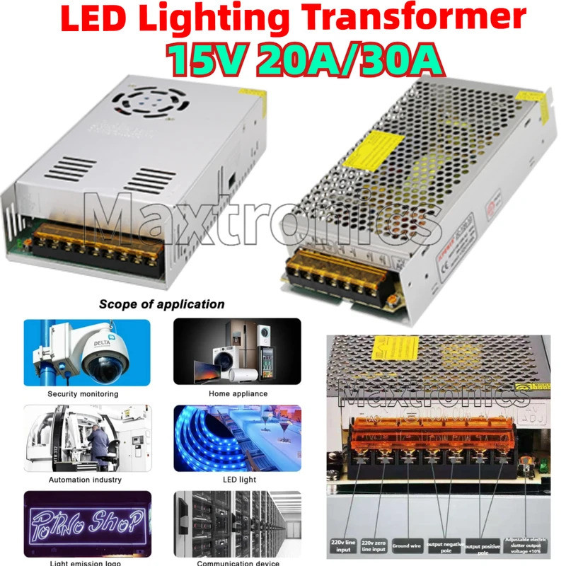 NEW 15Volt LED Power Supply AC/DC Led Lighting Transformer AC220V 110V ...