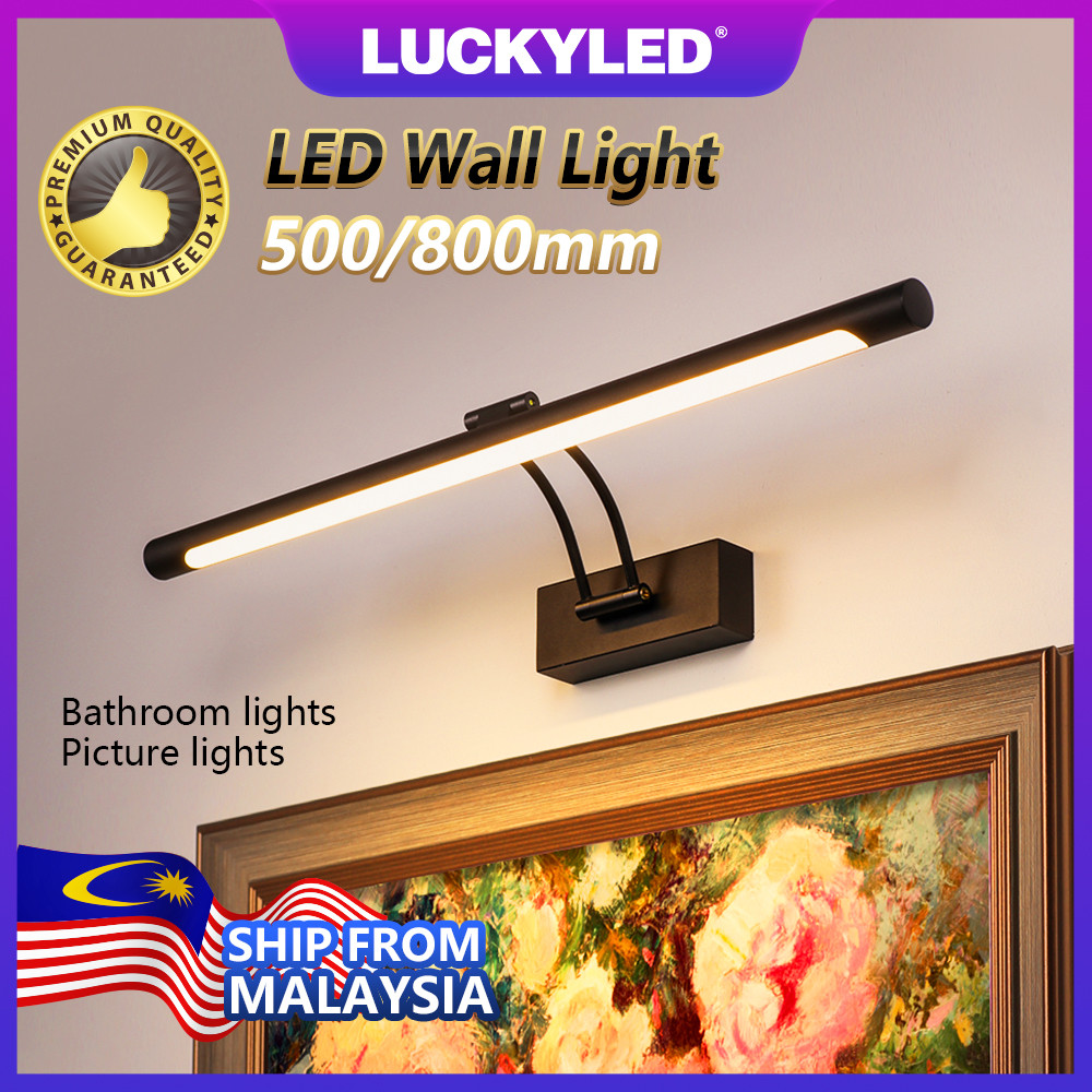 LUCKYLED Led Indoor Wall Lamp 55/80cm Black Silver Picture Light ...