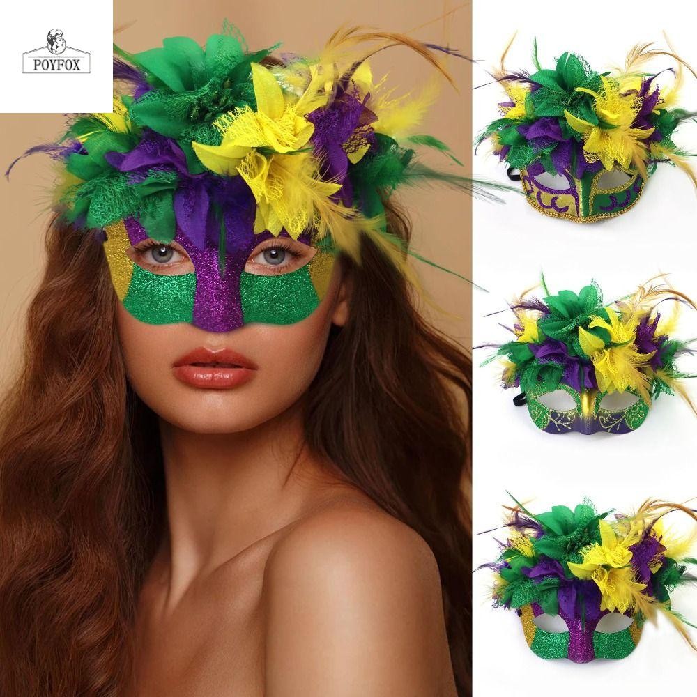 POYFOX Brazilian Carnival Mask, Plastic Handmade Masquerade Painted ...