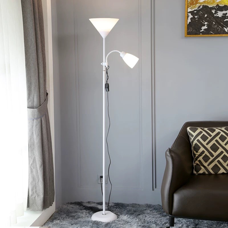 LED E27 floor lamp three-color lamp 2-head lamp bedroom floor lamp ...