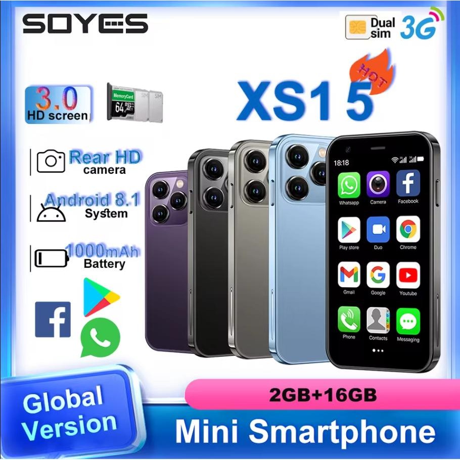 XS15 Mini Android 8.1 Smart Phone 3.0 inch 2GB RAM 16GB Dual SIM ...