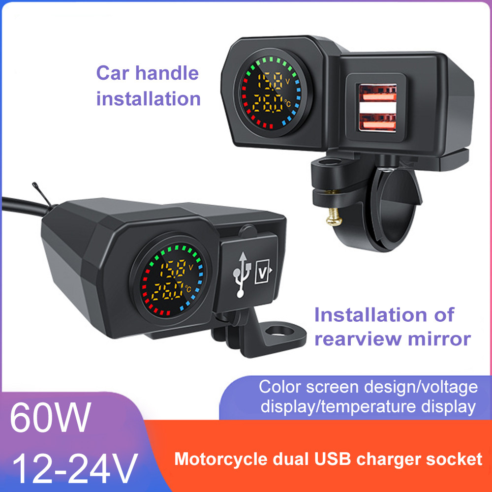 60W Motorcycle QC3.0 PD Charger Socket USB Type-C Fast Charging ...