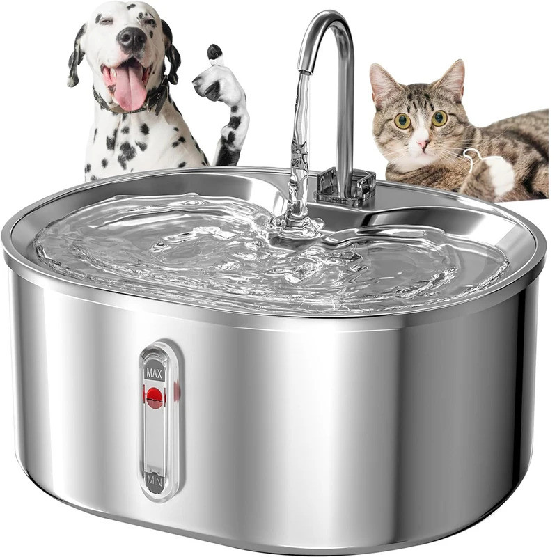 3.2L USB Stainless Steel Faucet Cat Fountain Visible Water Level Cats ...
