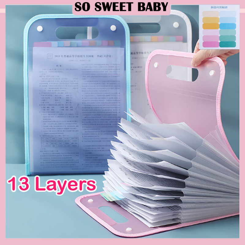 13 Layers A4 File Folder Organizer Test Paper Folder with Handle ...