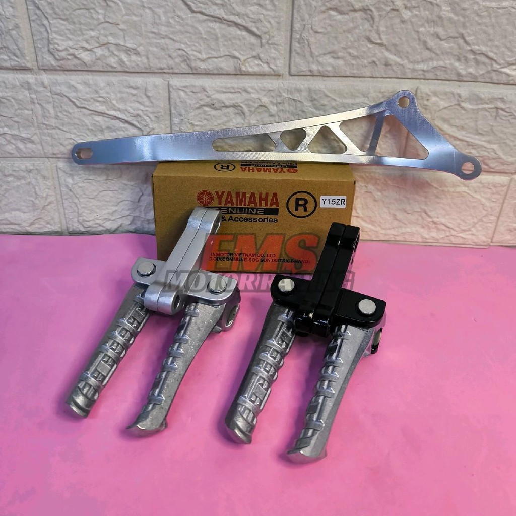 Y15 Y15ZR EXHAUST BRACKET ALLOY CNC + FOOTREST PEMIJAK BELAKANG COMBO ...