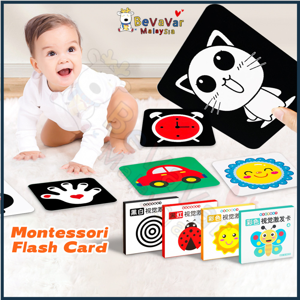 BEVAVAR 0-36 Months Baby Vision Cards Flash Card Newborn Visual Sensory ...