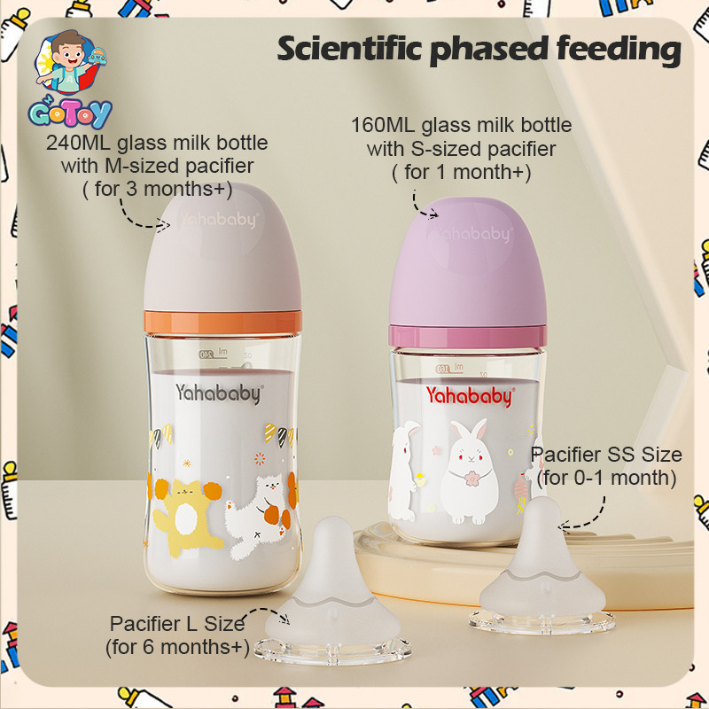 Yahababy 160/240ML Newborn Baby Milk Glass Bottle AndNewborn Milk Bottle Baby Botol Susu Baby ...