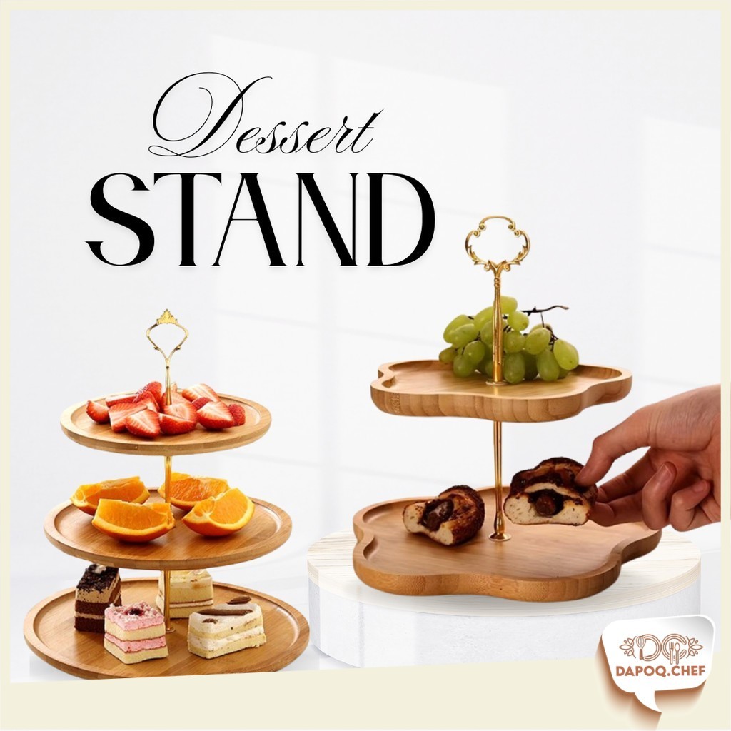 DC 2/3 Layers Wooden Serving Tray High Tea Dessert Plate Cupcake Stand ...