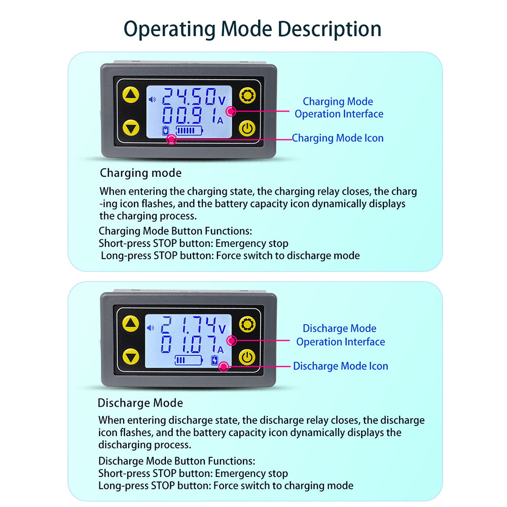 DIYMORE DC 10-110V 10A Couron Meter Automatic Battery Charge Discharge ...