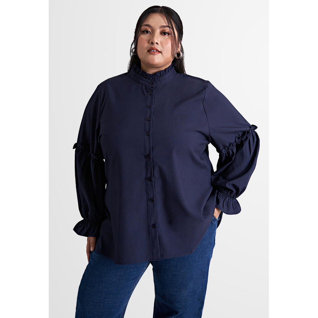 Pamala Frill Collar Cotton Shirt | Shopee Malaysia