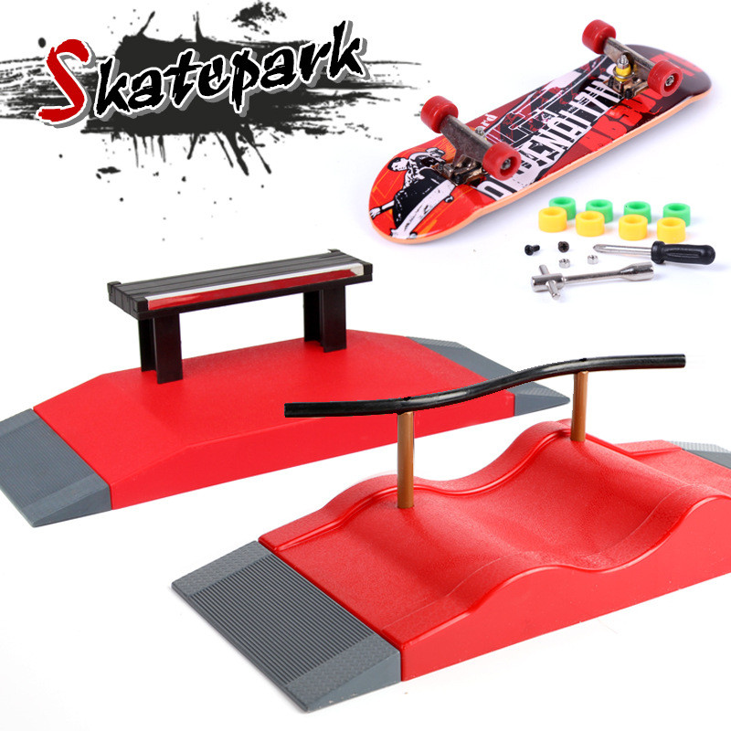 Skatepark Fingerboard Set with 4 Mini Skateboards & Tool Kit - DIY ...