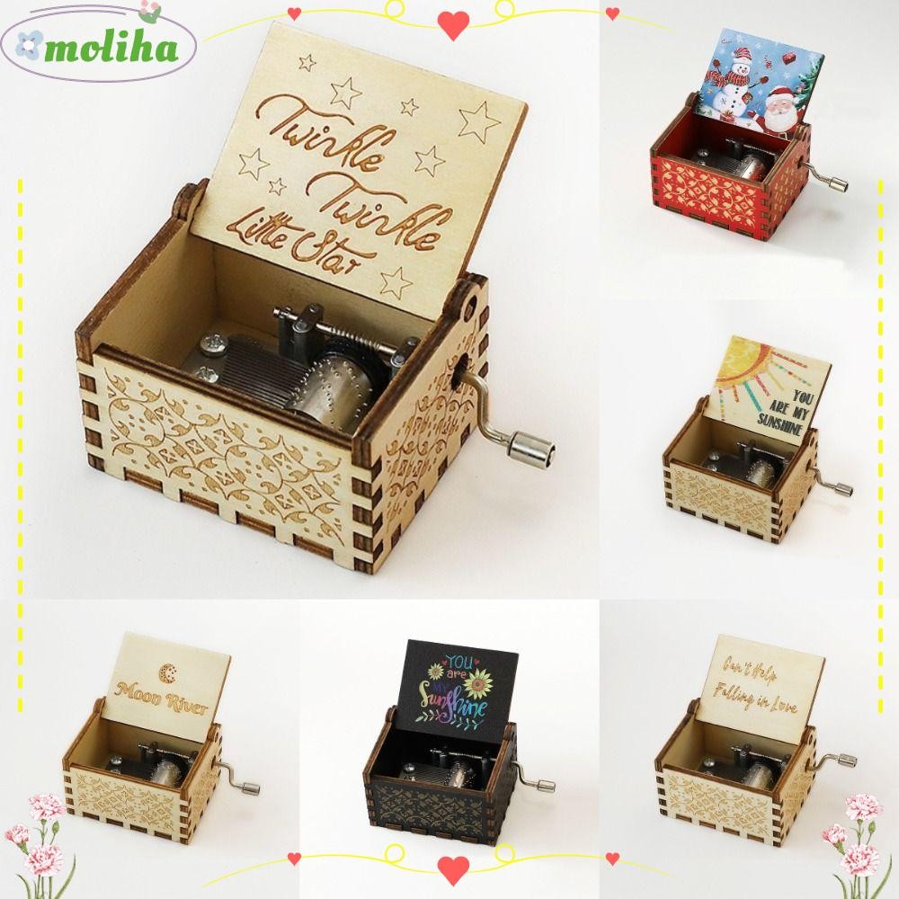 MOLIHA Wooden Music Box, Crafts Classical Carved Musical Box, Birthday ...