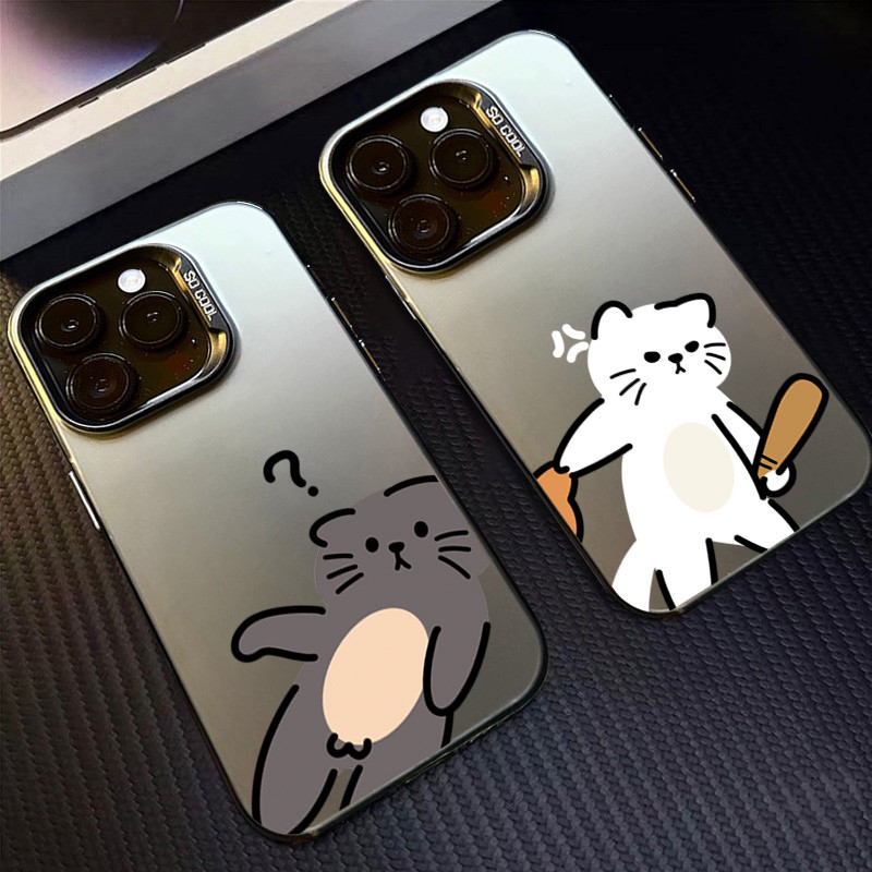 Cute Hammer Cat Couple Phone Case For Samsung S25 S24 S23 S22 S21 Ultra ...
