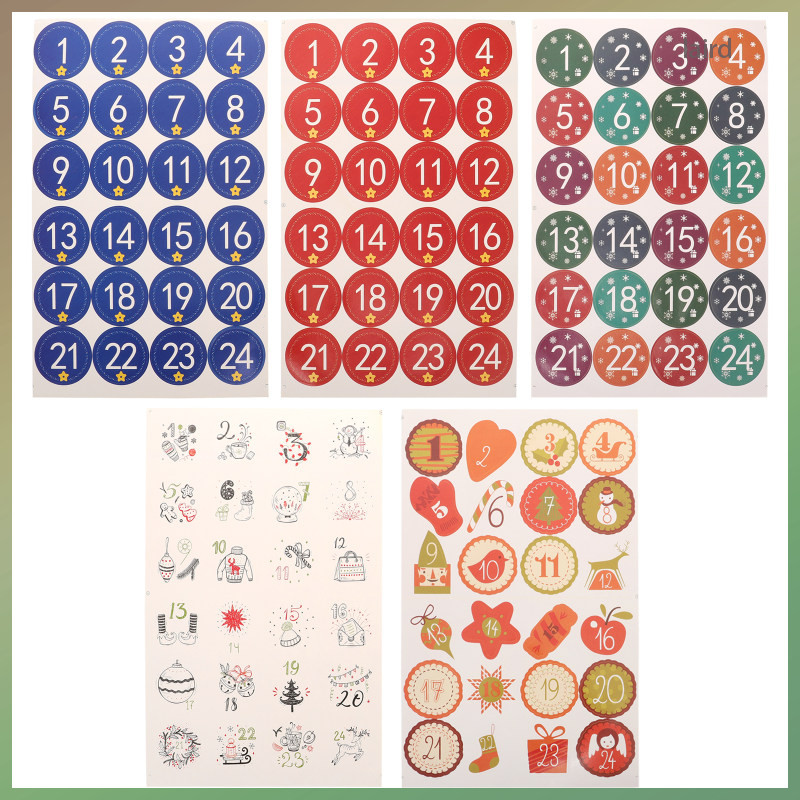 Sticker by Numbers Stickers Small Christmas Round Pouch Decal Calendars ...
