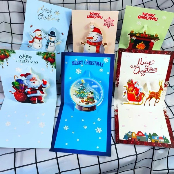 christmas card Percetakan warna kreatif 3d berdiri kad ucapan tiga ...