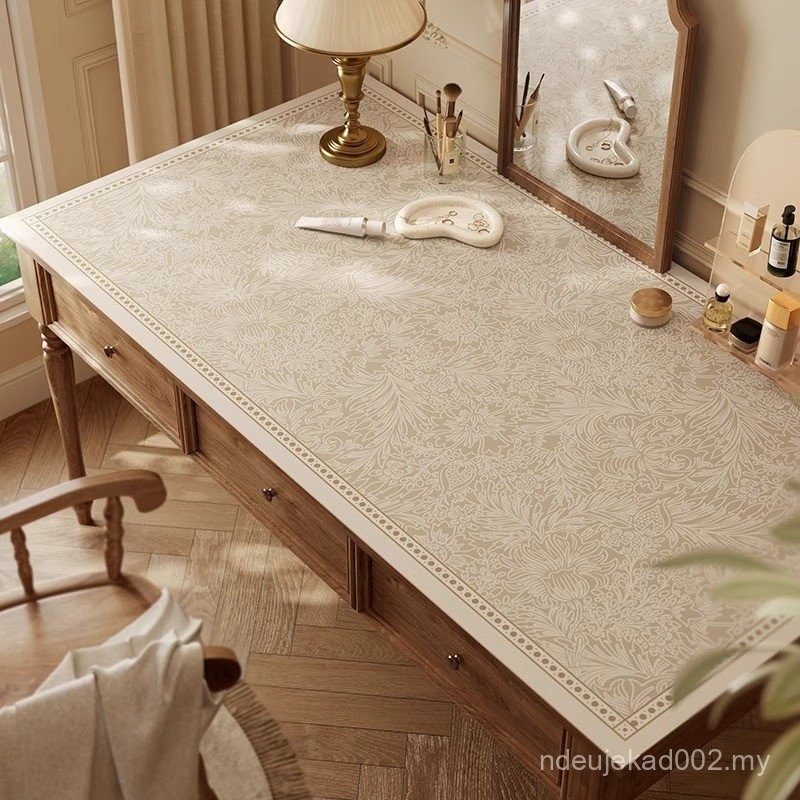 Mia meja gaya pertengahan, tikar meja kulit, meja rias mewah, pad ...