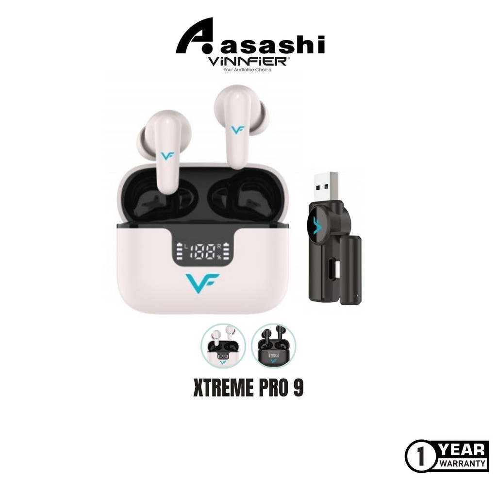 Vinnfier VF Xtreme Pro 9 2.4ghz Dongle Wireless earbuds ANC Transparent Mode leather-grain ...
