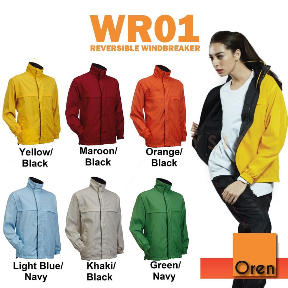 OREN SPORT WR01 Reversible Windbreaker Jacket - Yellow / Maroon ...