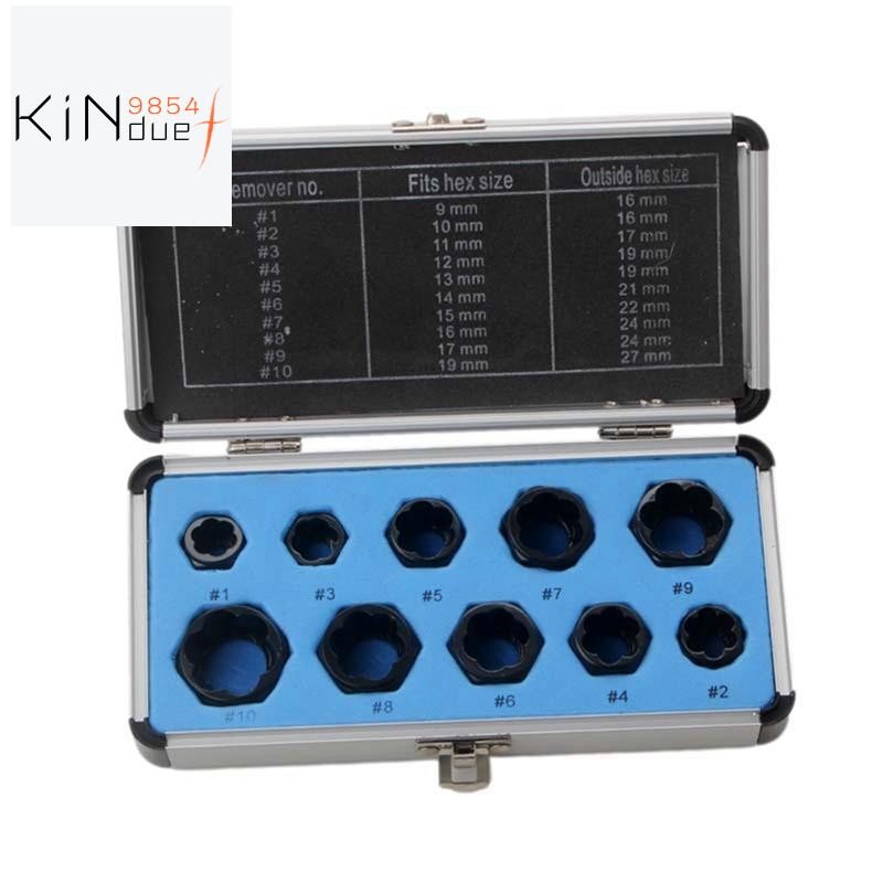 Broken Nut Extractor 10-Piece Set Aluminum Box Broken Wire Bolt ...