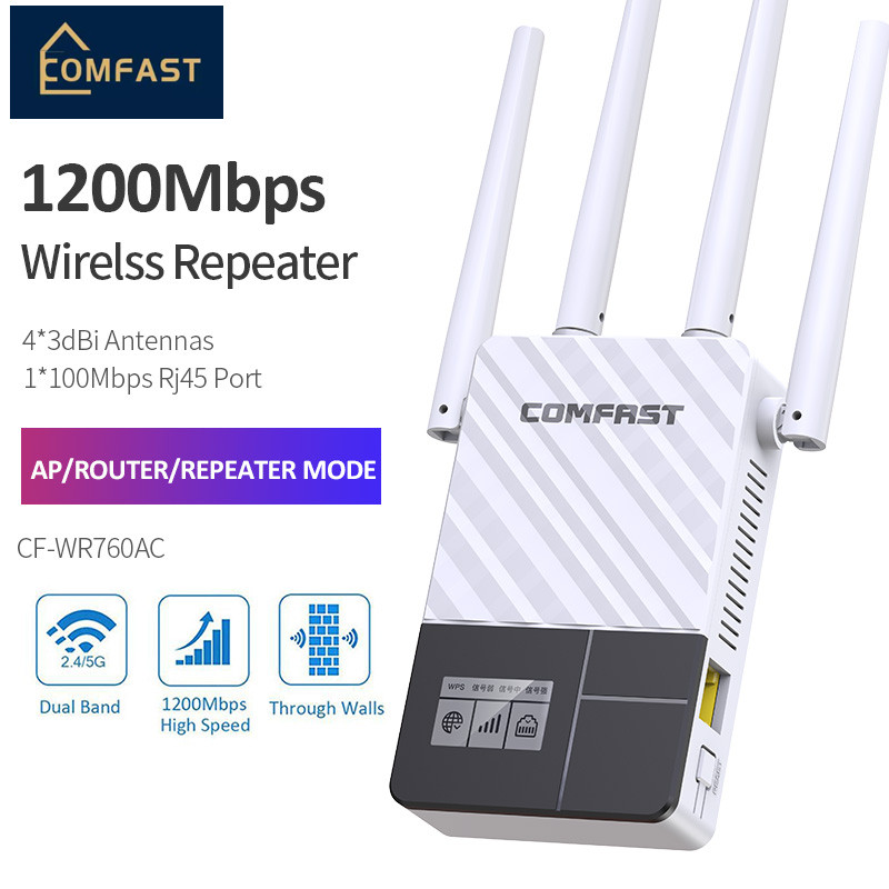 COMFAST 1200Mbps OLED Display WiFi Repeater Dual Band 2.4G and 5G ...