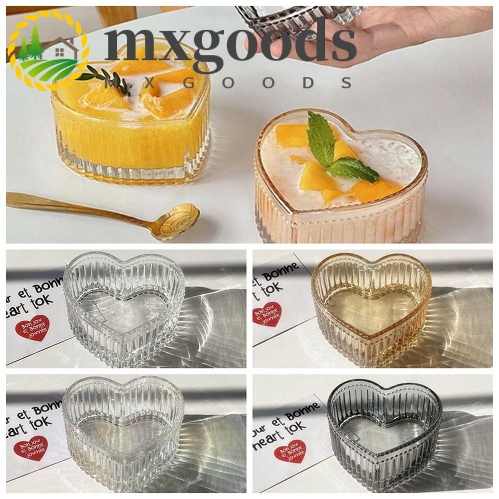 MXGOODS Candy Jar, Transparent Practical Heart Shape Glass Bowls, DIY Mini Glass Serving Bowls ...