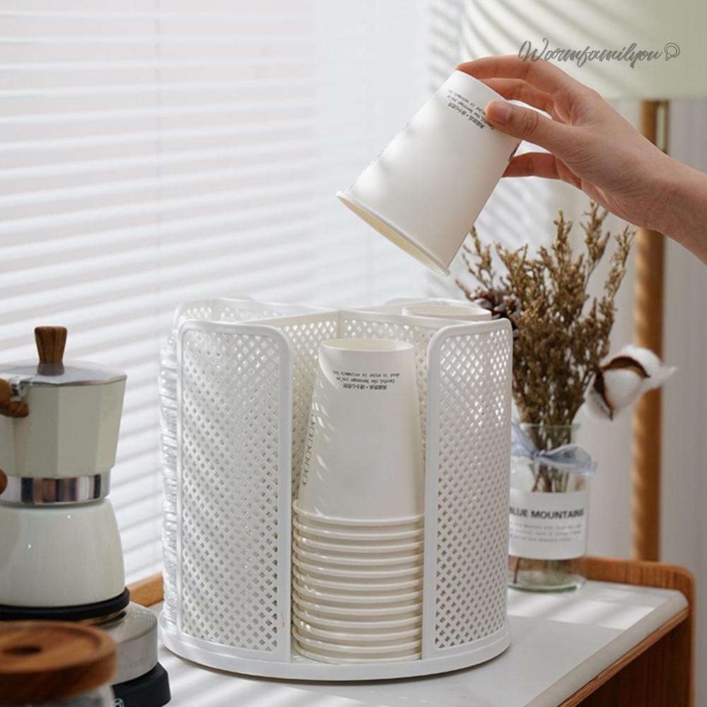 Desktop Cup Storage Organizer 360° Rotatable Coffee Cup Dispenser 4 ...
