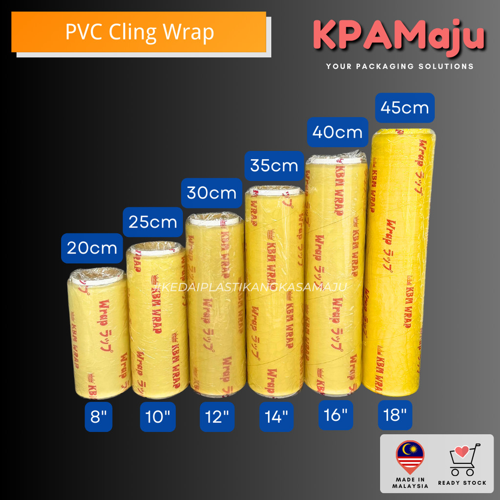 PVC Cling Wrap - (8", 10", 12", 14", 16", 18") - Food Wrap, Plastic ...