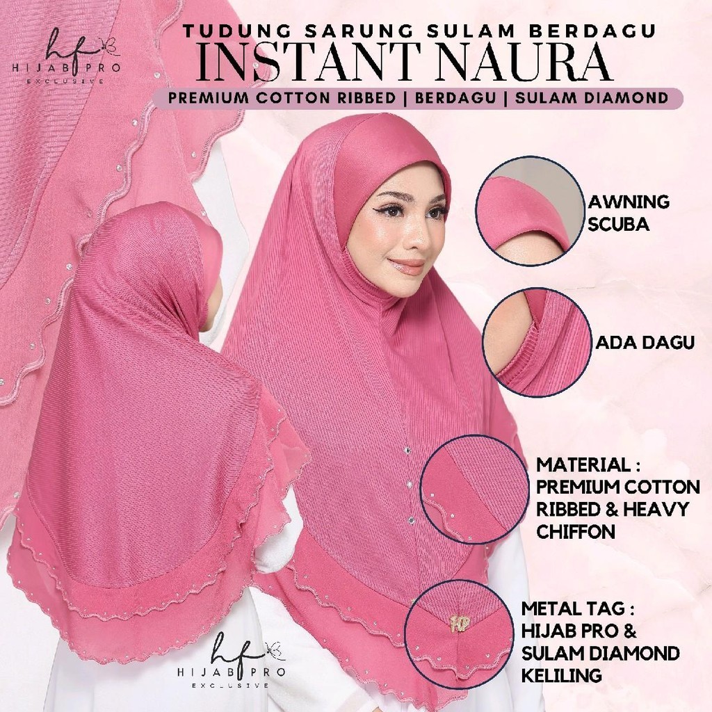 Tudung Sarung Instant Sulam NAURA | Cotton ribbed ironless hijab ...