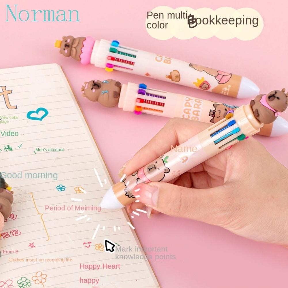 NORMAN Capybara Multicolor Pen, Creative Plastic Capybara Pen Ten-Color ...