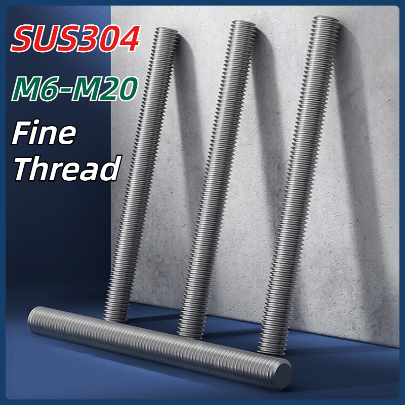[MX1] 304 Stainless Steel Fine Thread Stud Bolts M6-M20 Fine Thread Thread Rod / Threaded Bars ...