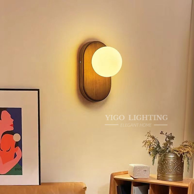 Minimalist solid wood retro Japanese wall Light LED log high-end wall ...