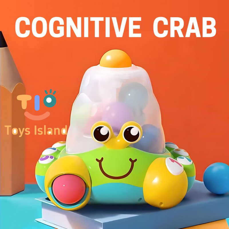 【Toys Island】AUBY Cognitive Crab Throw Ball Montessori Toy with Lights ...