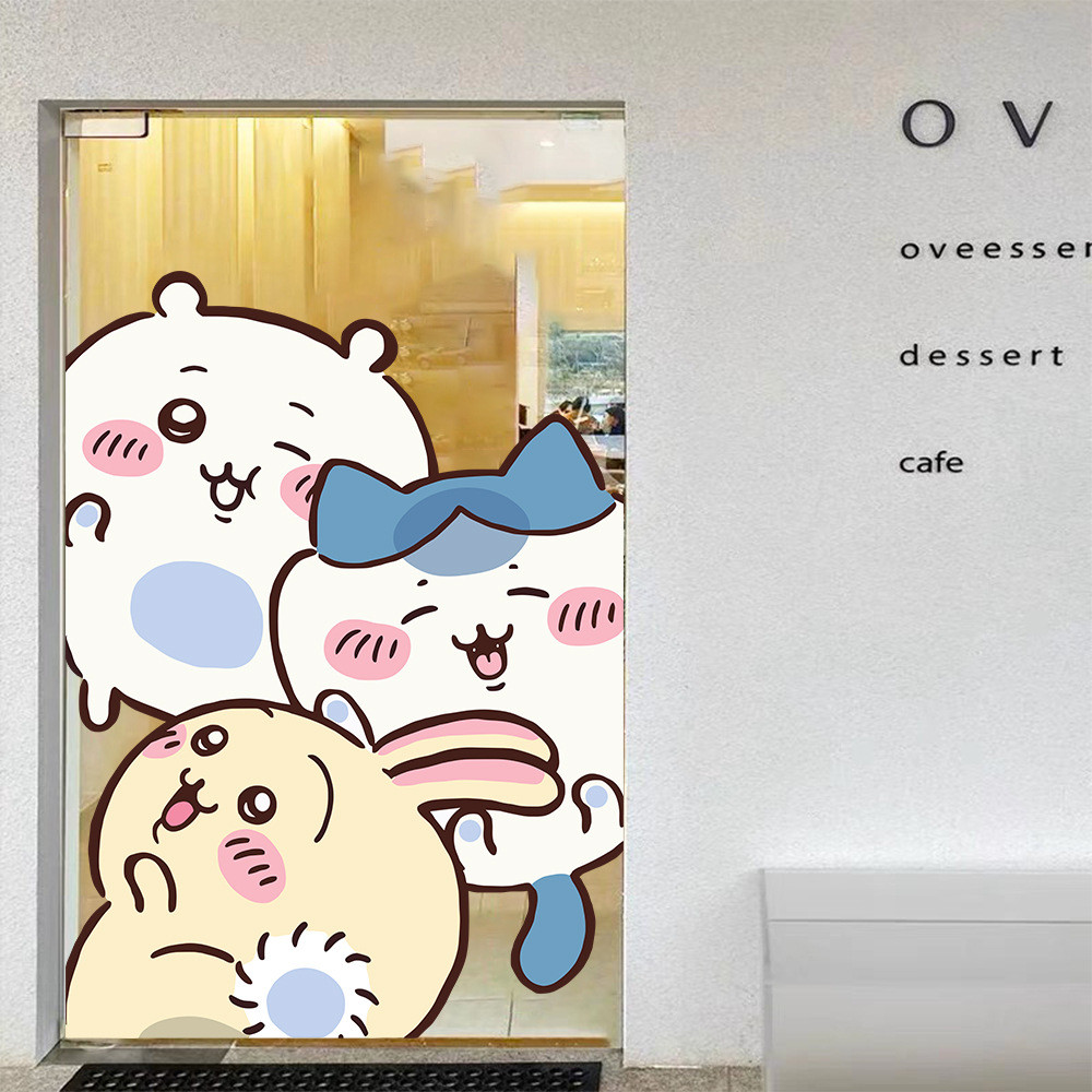 Glass Door Sticker Cartoon chiikawa Pattern Window Sticker Home Window ...
