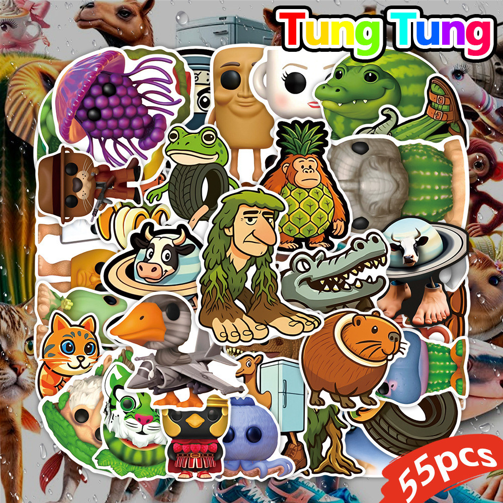 50pcs Brainrot Tung Tung Tung Cartoon Children'S Stickers Anime Cartoon ...