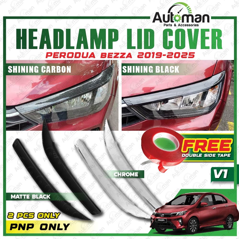 Eyelid Eye Lip Front Headlamp Cover V1 Perodua Bezza 2019 - 2025 Carbon ...