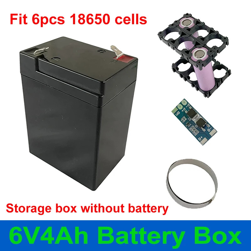 6V4Ah Battery Case 6V 4Ah Storage Box Fit 6pcs 18650 Cells 6.4V 7.2V ...