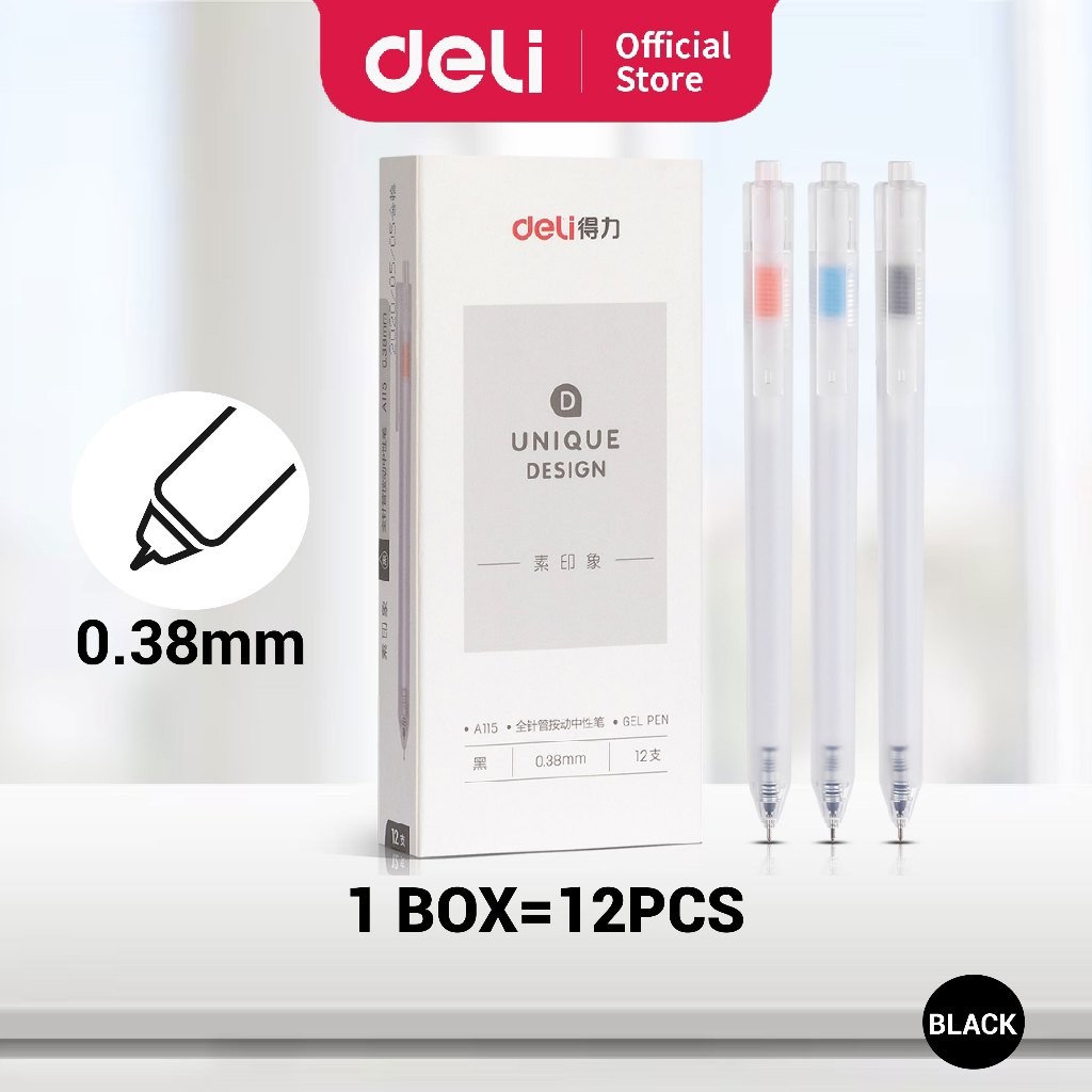 Deli Unique Design Black Gel Ink Pen 0.38mm Office Stationery Ball ...