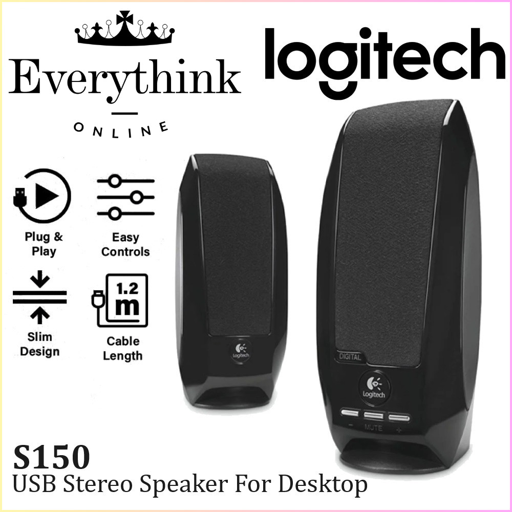 LOGITECH S150 USB STEREO SPEAKER SMALL COMPACT DESIGN / LIGHTWEIGHT FOR ...