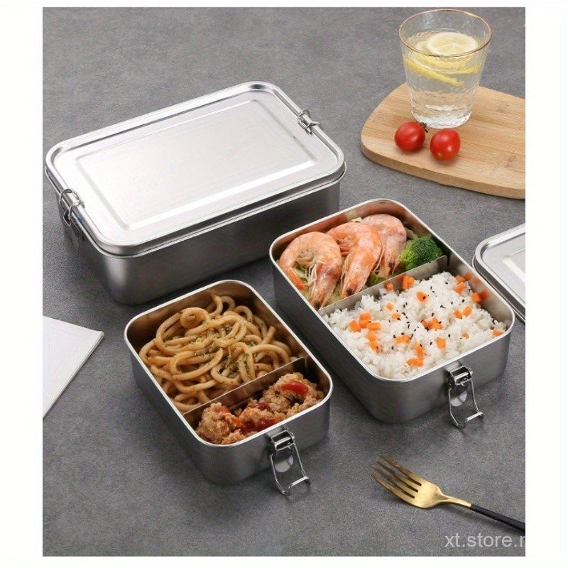 Simple and Stylish 304 Stainless Steel Student Lunch Box, Double Buckle ...
