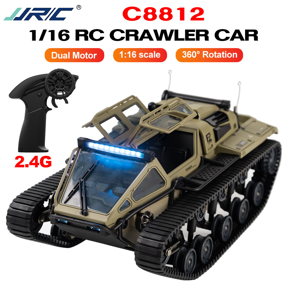 JJRC C8812 LED Light Full Scale Tracked Tank Simulation Model Toy RC ...